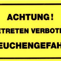 Hinweisschild "ACHTUNG! Betreten Verboten Seuchengefahr" Warnschild ...