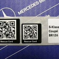 Mercedes Aufkleber Rescue Card QR-Code für W126 Coupé kaufen bei Hood.de