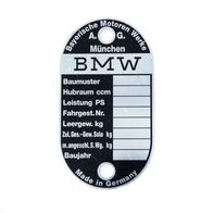 Typenschild für BMW R25 bis R69S, Alu, Blanko, Neu, Motorrad, Oldtimer ...