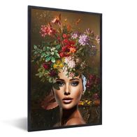 Poster - 80x120 cm - Frau - Blumen - Farben kaufen bei Hood.de