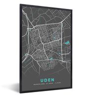 Poster - 40x60 cm - Stadtplan - Uden - Grau - Blau kaufen bei Hood.de