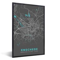 Poster - 80x120 cm - Karte - Enschede - Grau - Blau kaufen bei Hood.de
