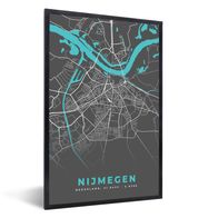 Poster - 80x120 cm - Stadtplan - Nijmegen - Grau - Blau kaufen bei Hood.de