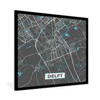 Poster - 40x40 cm - Stadtplan - Delft - Grau - Blau kaufen bei Hood.de
