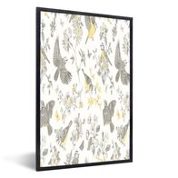 Poster - 80x120 cm - Blumen - Vogel - Blätter kaufen bei Hood.de