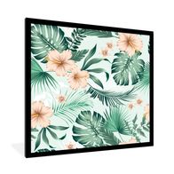 Poster - 40x40 cm - Blumen - Hibiskus - Monstera - Muster kaufen bei ...