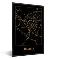 Poster - 80x120 cm - Karte - Hasselt - Gold - Schwarz kaufen bei Hood.de