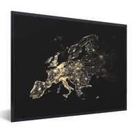 Poster - 80x60 cm - Karte - Europa - Schwarz - Gold kaufen bei Hood.de