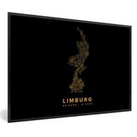 Poster - 90x60 cm - Limburg - Gold - Schwarz - Karte kaufen bei Hood.de