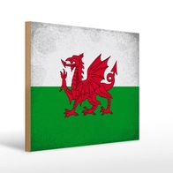 Holzschild Flagge Wales 40x30 cm Flag of Wales Vintage Deko Schild ...