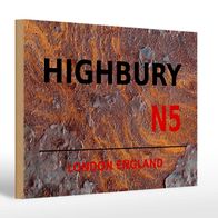 Holzschild London 30x20cm England Highbury N5 Holz Deko Schild wooden ...