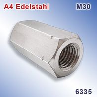Gewindemuffen M30 Sechskant A4 Edelstahl Hexagon Coupler Nuts Stainless ...