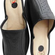 Hausschuhe Latschen Pantolette Gr.43 Echt LEDER, Schwarz (13-10-2-57 ...