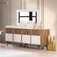 Sideboard mit Spiegel Braun Kommoden Sideboards Holz Schrank Möbel 2tlg Set Neu kaufen bei Hood.de