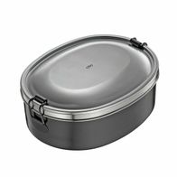 Cilio Lunchbox Monte Edelstahl schwarz oval 1L Brotdose Deckel ...