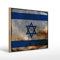 Holzschild Flagge Israel 40x30 cm Flag of Israel Rost Deko Schild ...