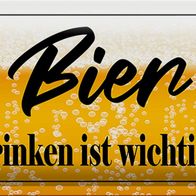 Blechschild Spruch 30x20cm Bier trinken ist wichtig! Metall Deko Schild ...