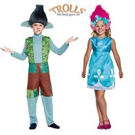 2er-set Trolls Poppy Branch Cosplay KleidJumpsuit mit Perücke Kinder ...