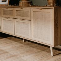 Sideboard in Eiche Sonoma Bast Kommode 180 cm Wohnzimmer Esszimmer ...