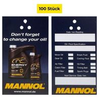 Mannol Oil Change Label Ölwechselanhänger Öldienstzettel Ölzettel 100 ...