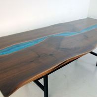 echtes holz wasserfall tisch epoxid harz esstisch epoxy tische massive ...