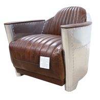 Club Sessel im Aviator-Stil Lounge Design Chrom Art Deco Leder Cocktail ...