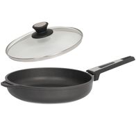 SKK Pfanne 28 cm Hochrand-Bratpfanne Guss beschichtet & Deckel mit ...