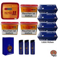 Pall Mall Allround Mega Box Tabak 4x 120g, Special Tip Hülsen, Feuerz ...
