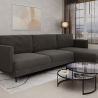 Ecksofa Designersofa HELMER MAX Stoff Baloo Grafit Ottomane Rechts ...