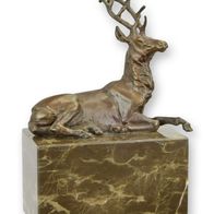 Bronzeskulptur Hirsch nach Carvin Replikat Retro Design Dekoration ...