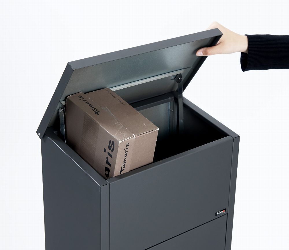Allux 600 Paketbriefkasten in schwarz, Entnahme erfolgt von vorne ...
