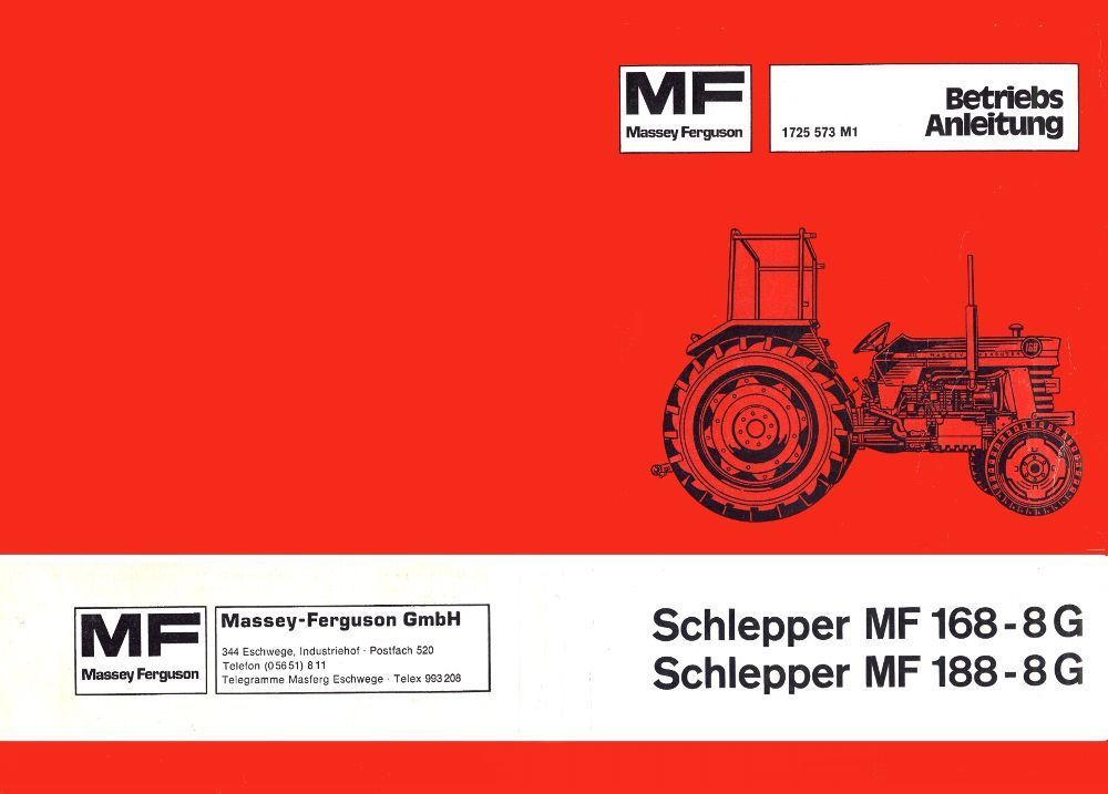 Betriebsanleitung Massey Ferguson MF 168 / MF 188 kaufen bei Hood.de