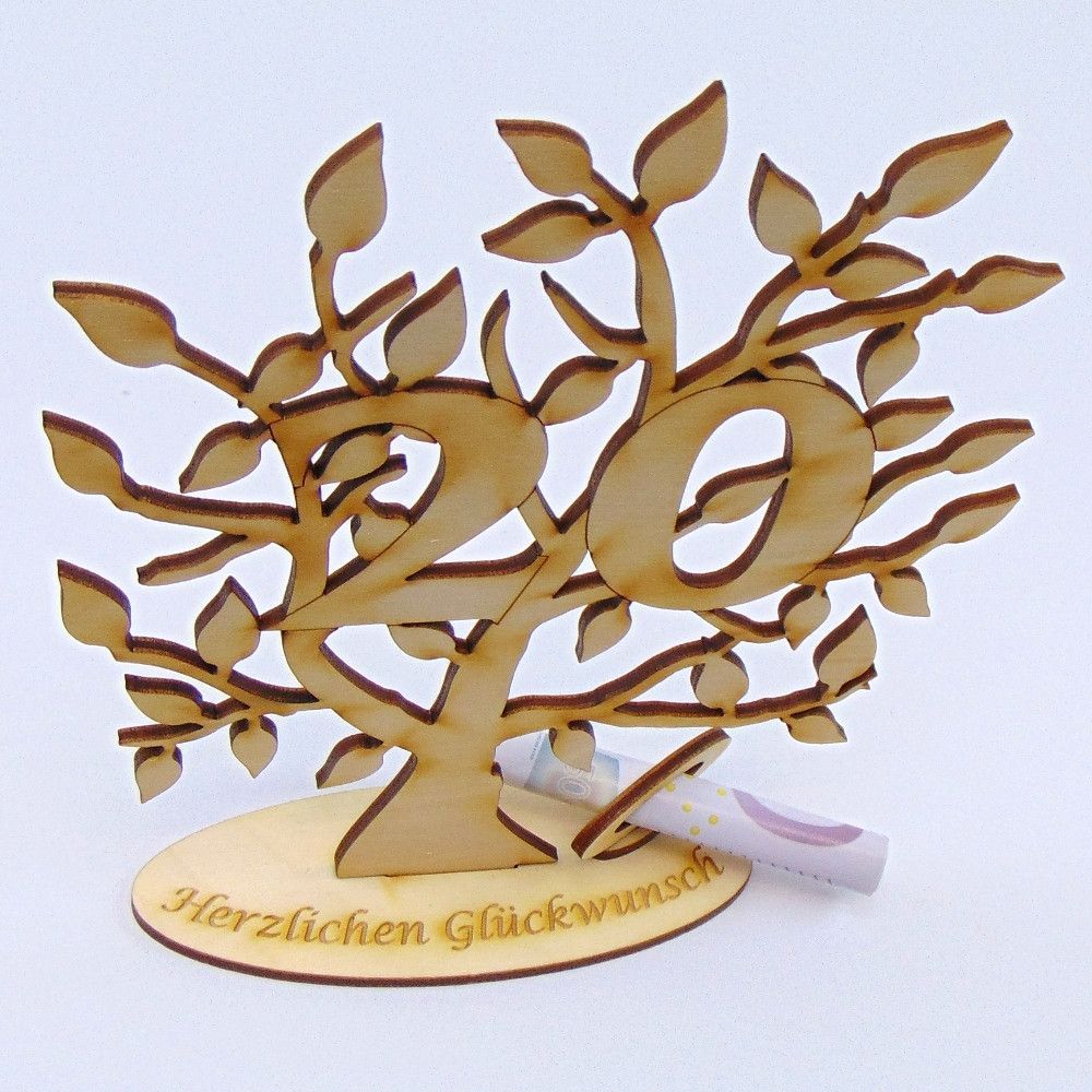Lebensbaum Zahl 20, Geschenk zum 20. Geburtstag, 16 cm, Geldgeschenk ...