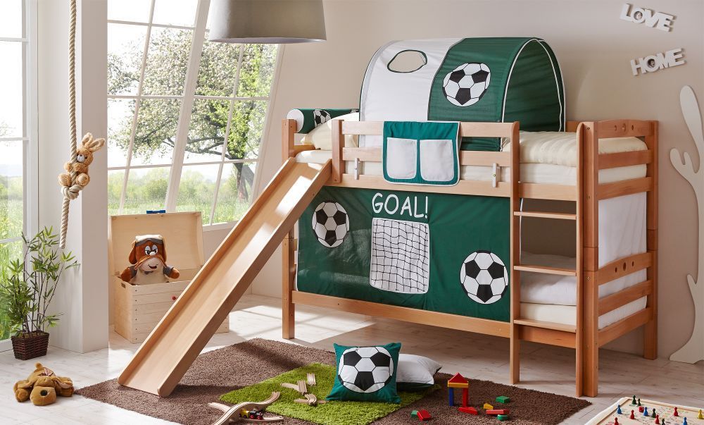 Etagenbett mit Rutsche Doppelbett Buche massiv Natur kaufen bei Hood.de