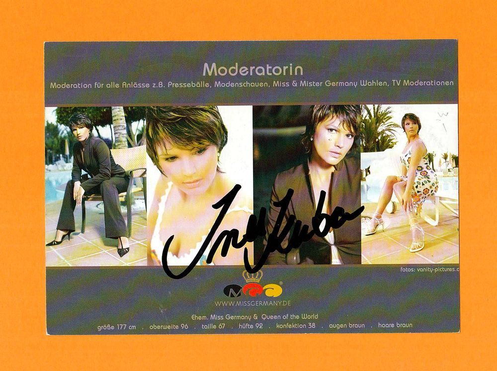 Ines Kuba (deutsches Model und Moderatorin) - persönlich signiert ...