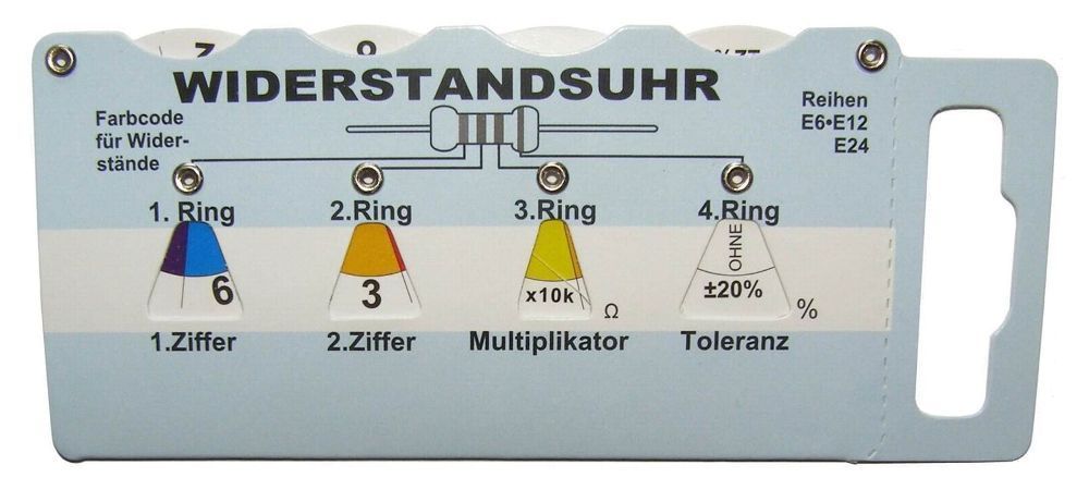 Widerstandsuhr Vitrometer Farbcode für Widerstand Reihen E6-E12 E24 E48 ...