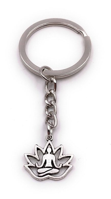 Schlüsselanhänger Lotusblüte Yoga Hinduismus Goa silber Anhänger ...