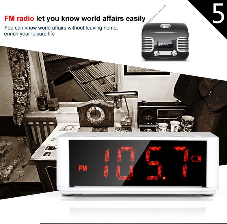 Radiowecker Weiß 4in1 Wecker mit Bluetooth FM-Radio AUX & micro SD ...
