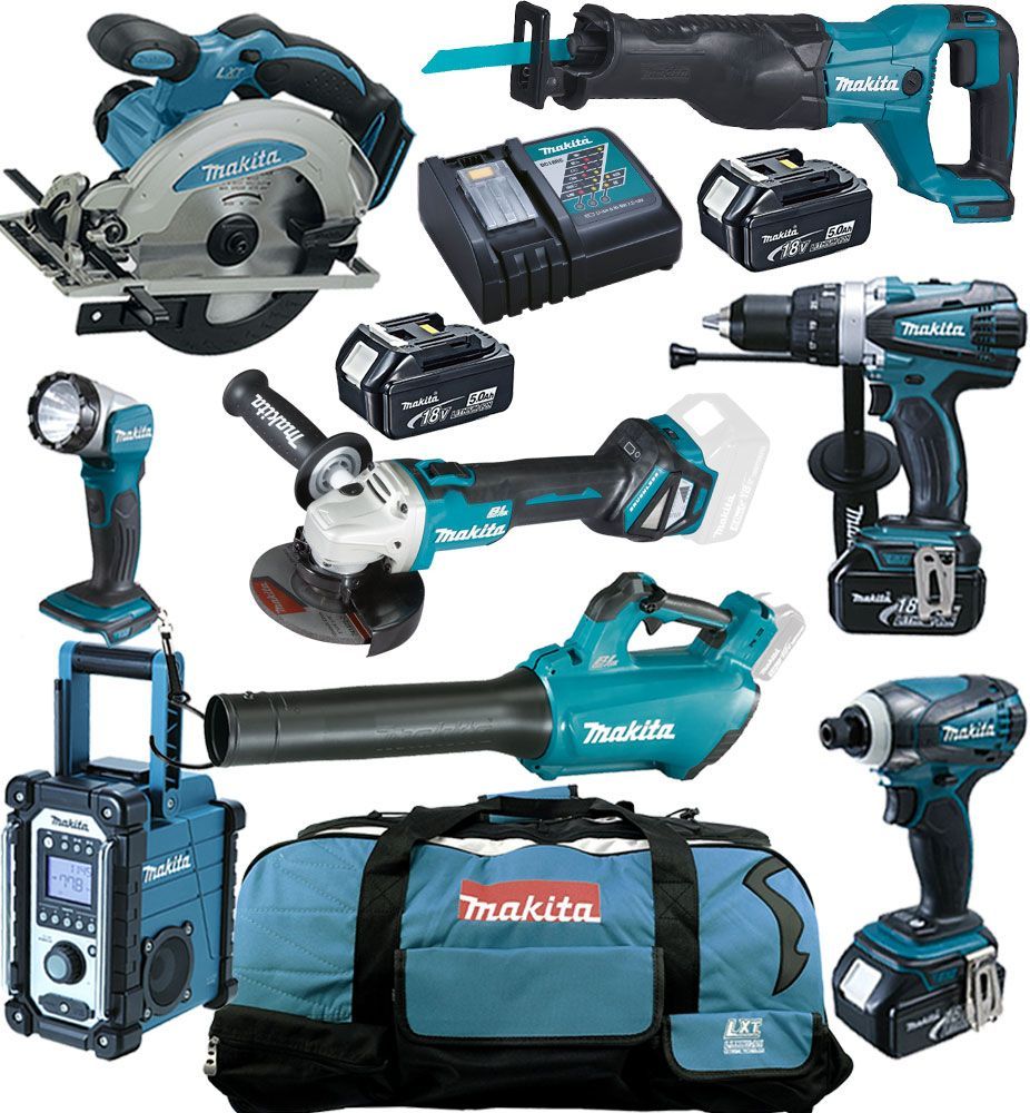 Makita DUB184PTJ4 Akku Gebläse Combo Kit 18V inkl. 4x Akku + DHP458 ...