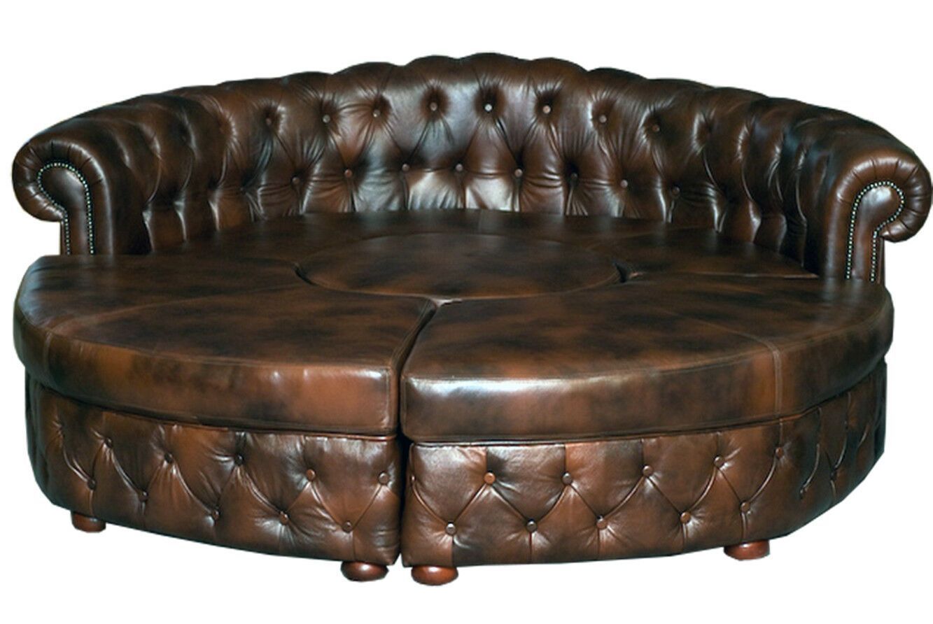 Chesterfield Rundsofa Ledersofa Runde Sofa XXL Wohnlandschaft Eckcouch ...