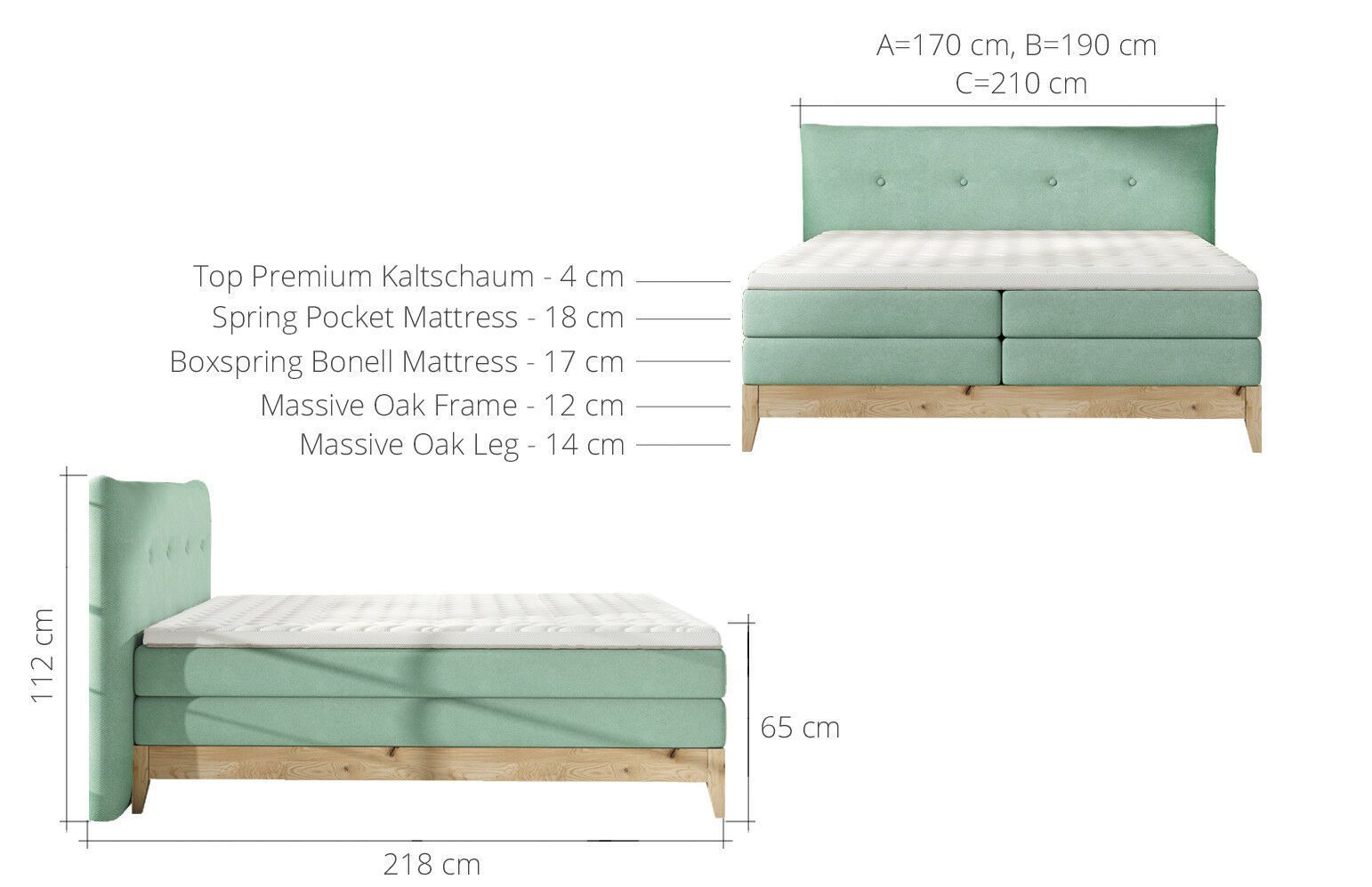 Bett Boxspring Betten Massiv Doppel Oak Holz Polster Design Hotel ...