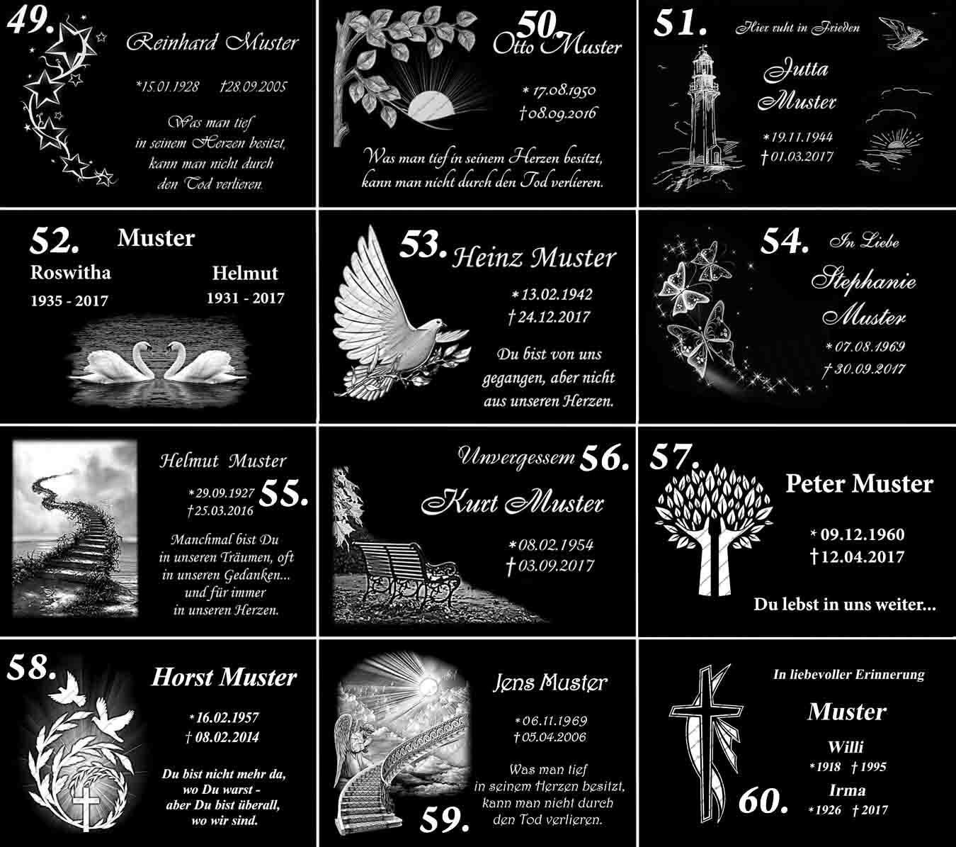 Grabstein Grabplatte Grabmal inkl. Inschrift und Motiv 40x30x1 kaufen ...