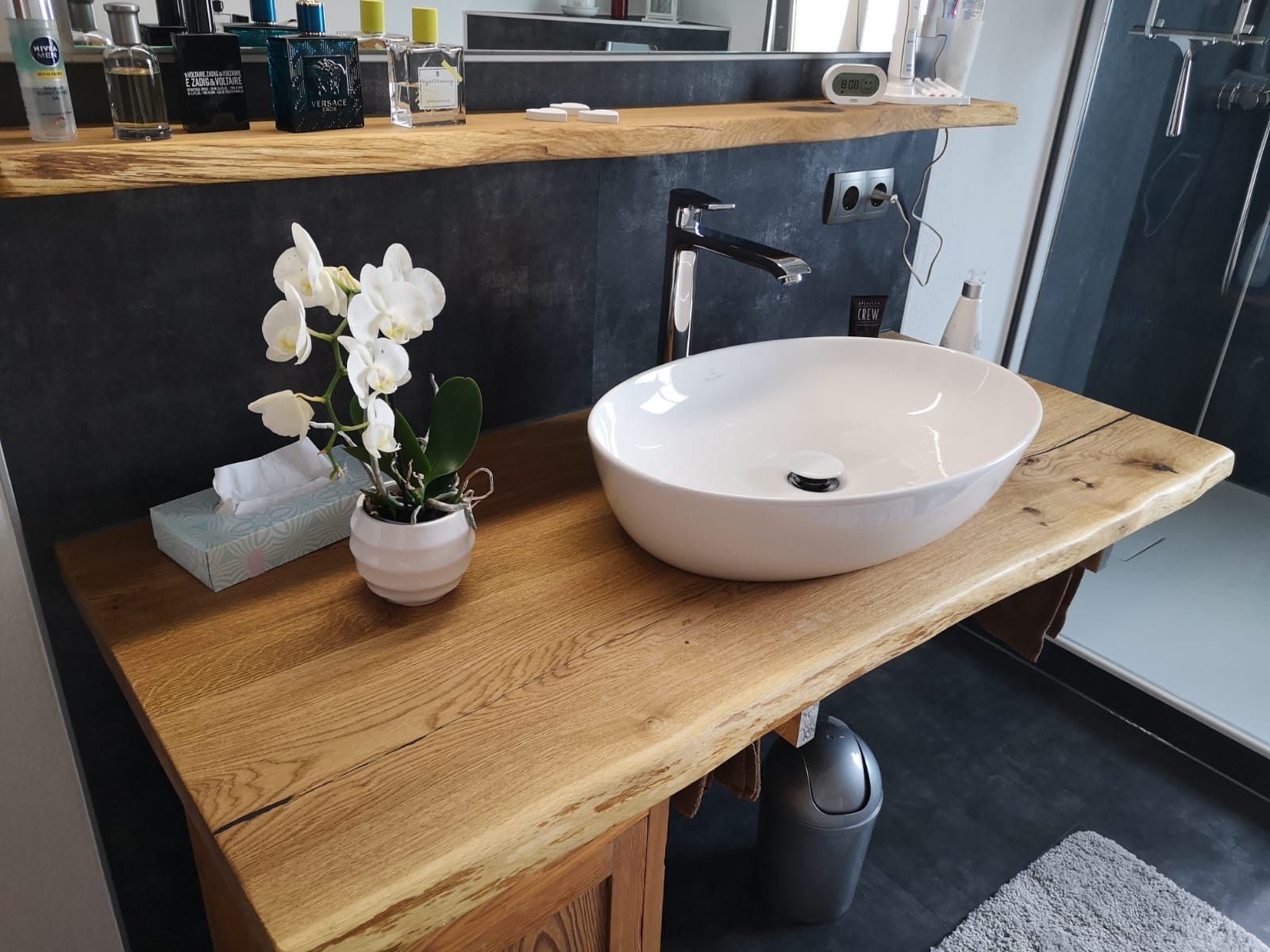 Waschtischplatte Waschtisch Eiche Baumkante rustikal massiv ...