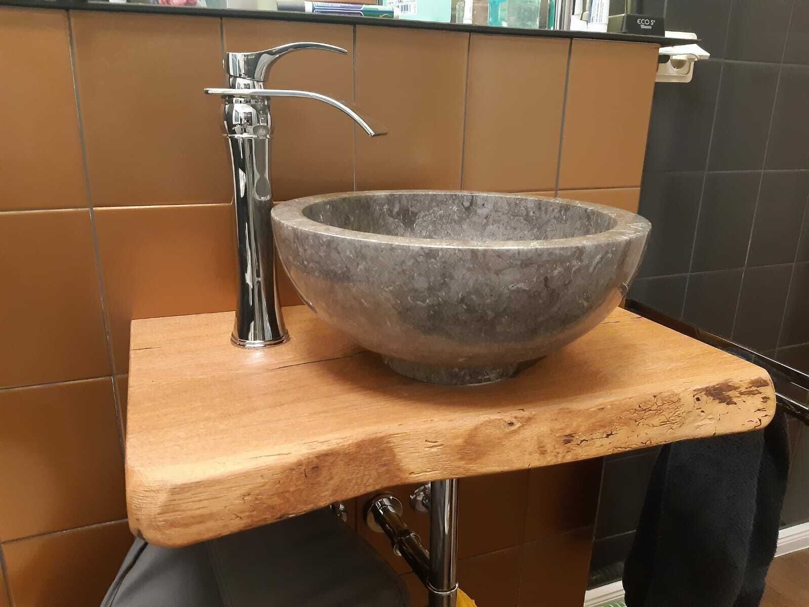 Waschtischplatte Waschtisch Waschtischkonsole Rustikal Eiche Massiv ...