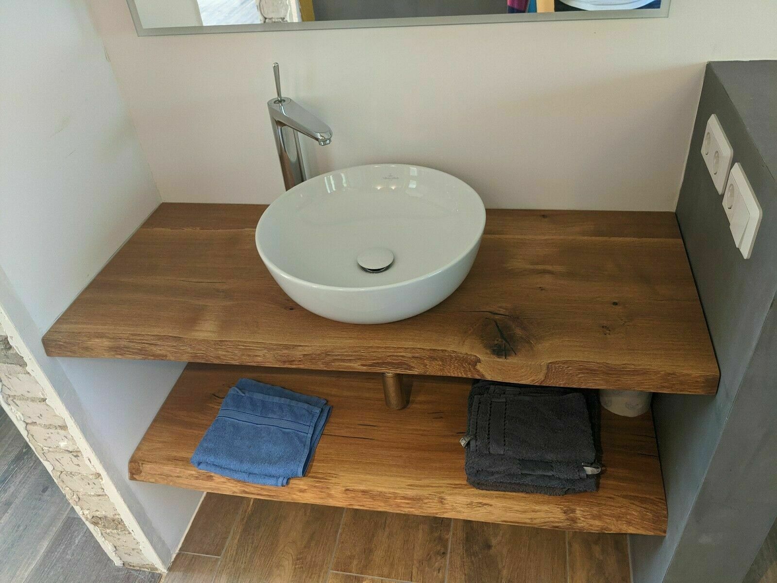 Waschtischplatte Waschtisch Waschtischkonsole Rustikal Eiche Massiv ...