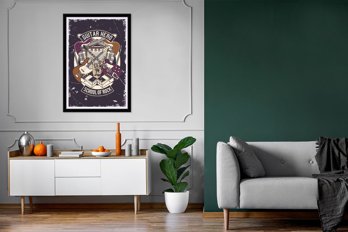 Poster - 60x90 cm - Gitarre - Retro - Illustration kaufen bei Hood.de