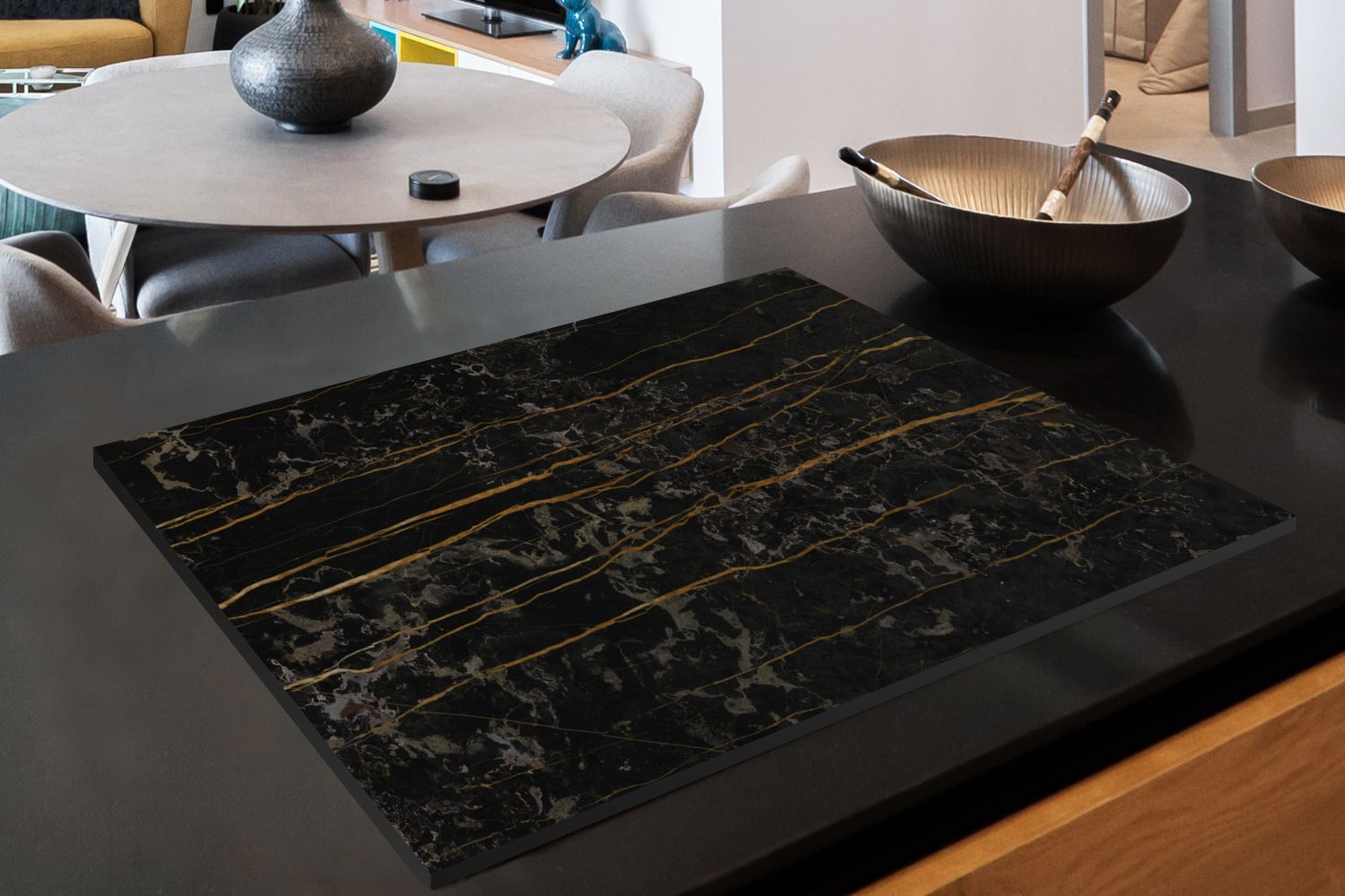Herdabdeckplatte - 78x52 cm - Marmor - Schwarz - Gold - Ader kaufen bei ...