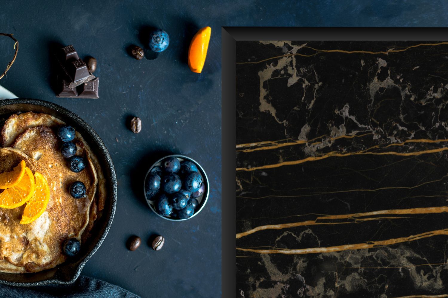 Herdabdeckplatte - 78x52 cm - Marmor - Schwarz - Gold - Ader kaufen bei ...