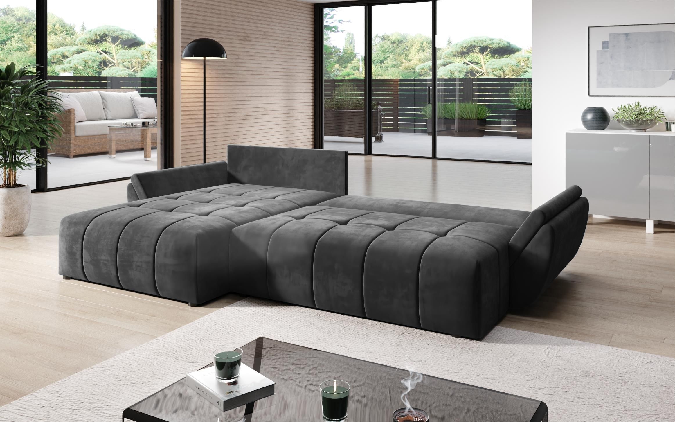 FURNIX Ecksofa Calvani Schlaffunktion Bettkasten Kissen Couch Sofa L 