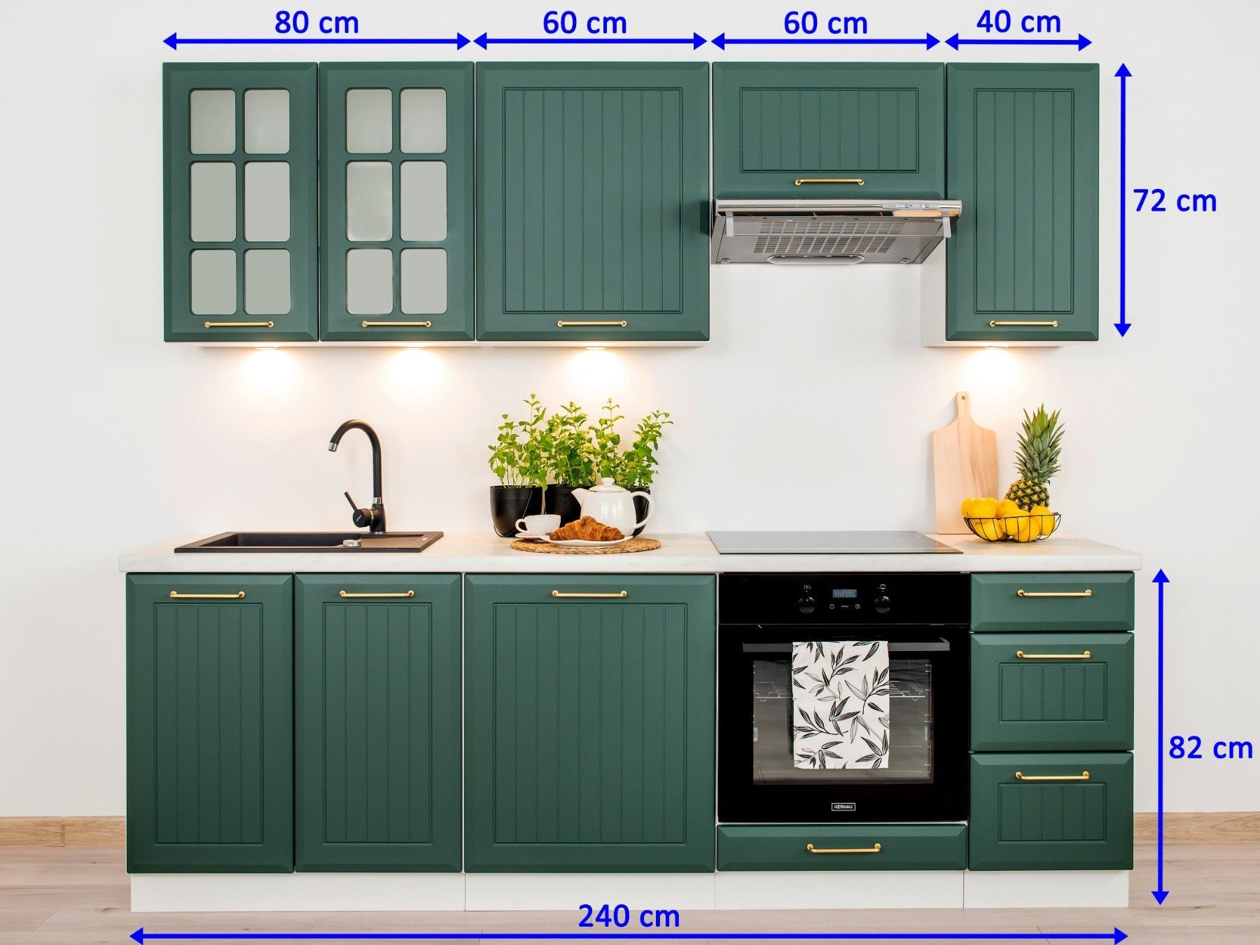 Moderne Landhausküche Irma, Küchenzeile 240 cm, 8-teilig kaufen bei Hood.de